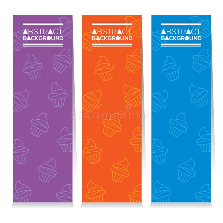 Modern Design Set of Three Colorful Cupcakes Vertical Banners Stock ...