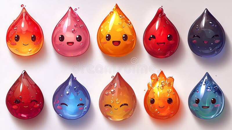 Modern Design Showcasing Adorable Cartoon Water Drops Using Simple ...