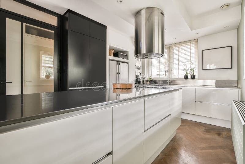 Modern Design of a Spacious Kitchen Stock Photo - Image of architecture ...