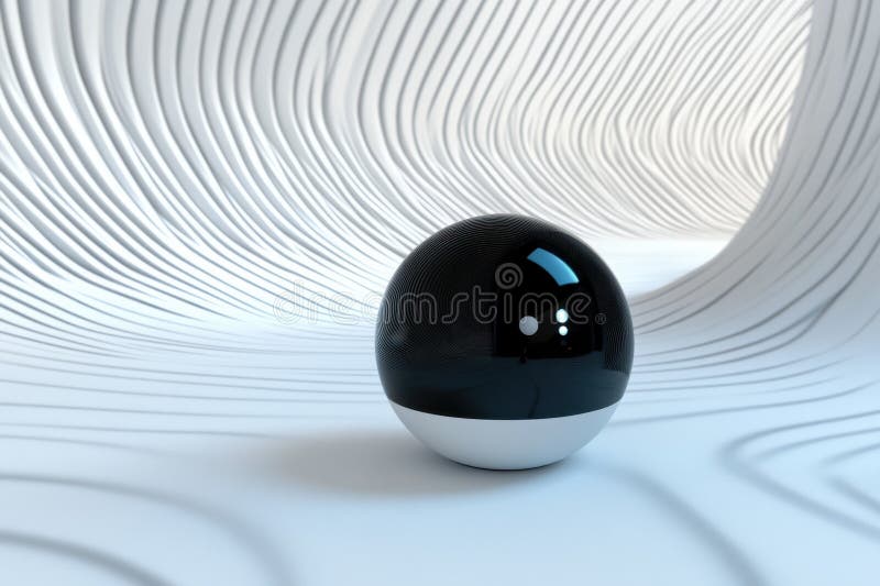 Modern Design of a Spherical Object Against a Wavy Backdrop in a ...