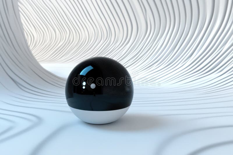 Modern Design of a Spherical Object Against a Wavy Backdrop in a ...