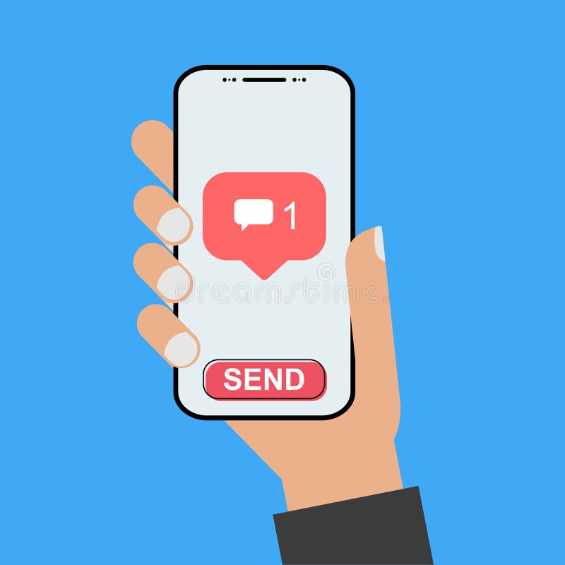 Modern Design Style Hand Holding the Smartphone with New One Person ...