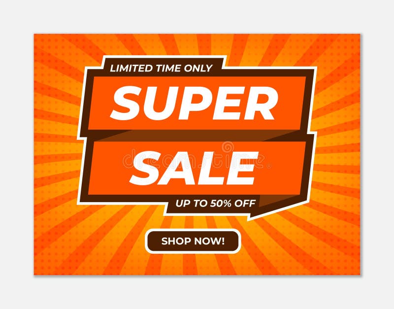 Super Sale Banner Template Modern Design with Sunburst Stock Vector ...