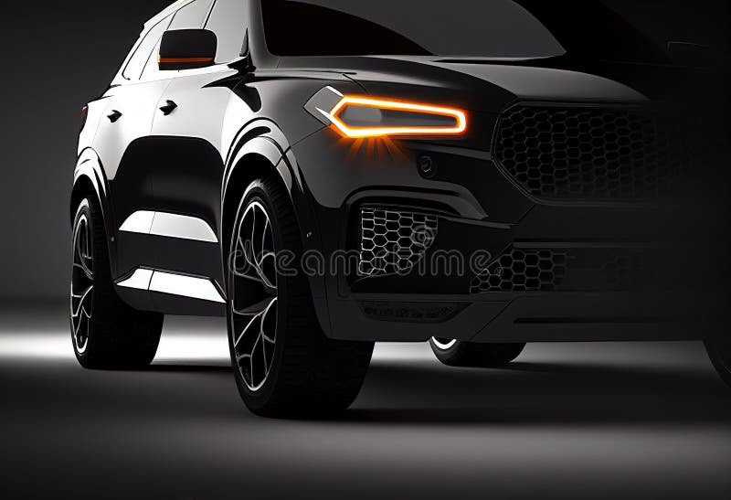 Modern Design and Tech Plan of Black Suv Car Illustration. AI ...