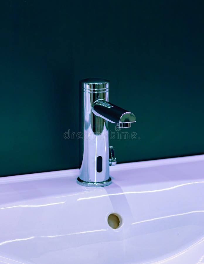 Modern Design Water Faucet for Hand Washing. Close Up Stock Photo ...