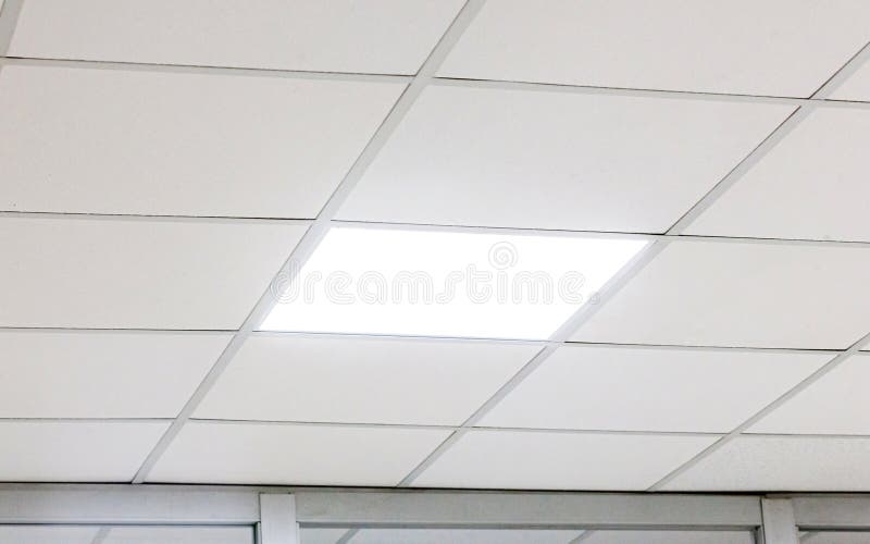 Modern Design White Office Ceiling with Led Lighting Stock Photo ...