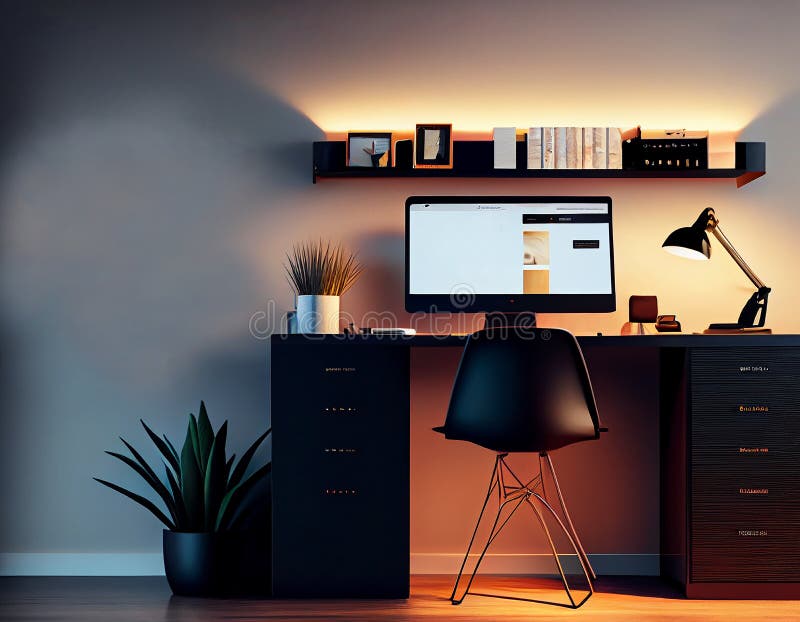 Modern Design of Working Place. Illustration AI Generative Stock Photo ...
