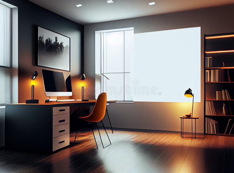 Modern Design of Working Place. Illustration AI Generative Stock Image ...