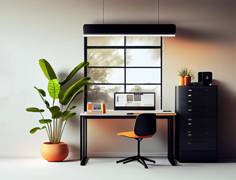 Modern Design of Working Place. Illustration AI Generative Stock Image ...