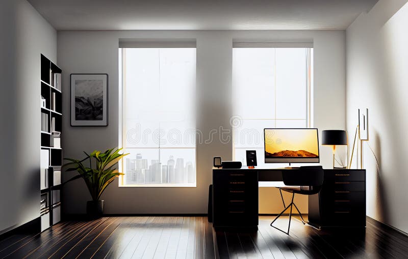 Modern Design of Working Place. Illustration AI Generative Stock Photo ...