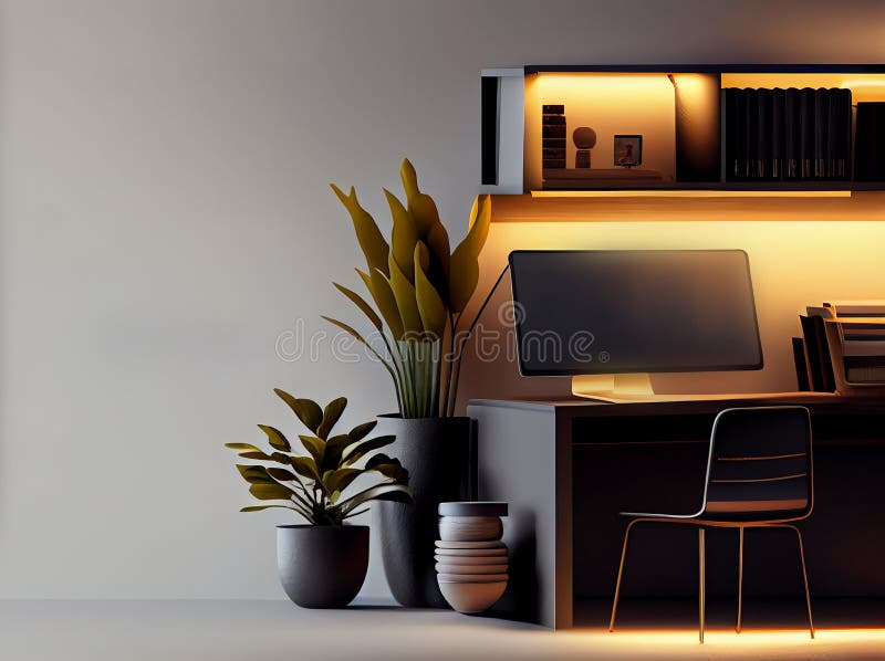 Modern Design of Working Place. Illustration AI Generative Stock Photo ...