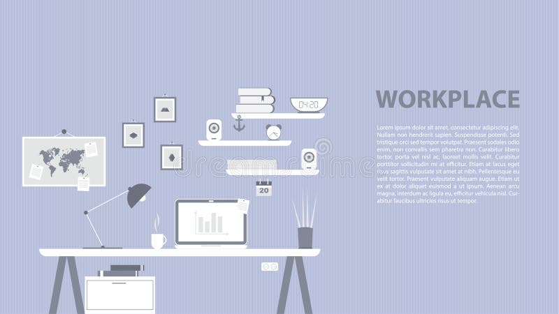 Modern Design of Workplace. Stock Vector - Illustration of office ...