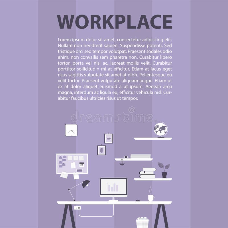 Modern Design of Workplace. Stock Vector - Illustration of banner ...