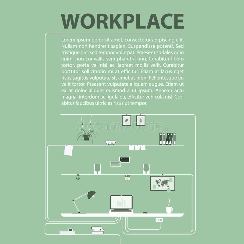 Modern Design of Workplace. Stock Vector - Illustration of banner ...