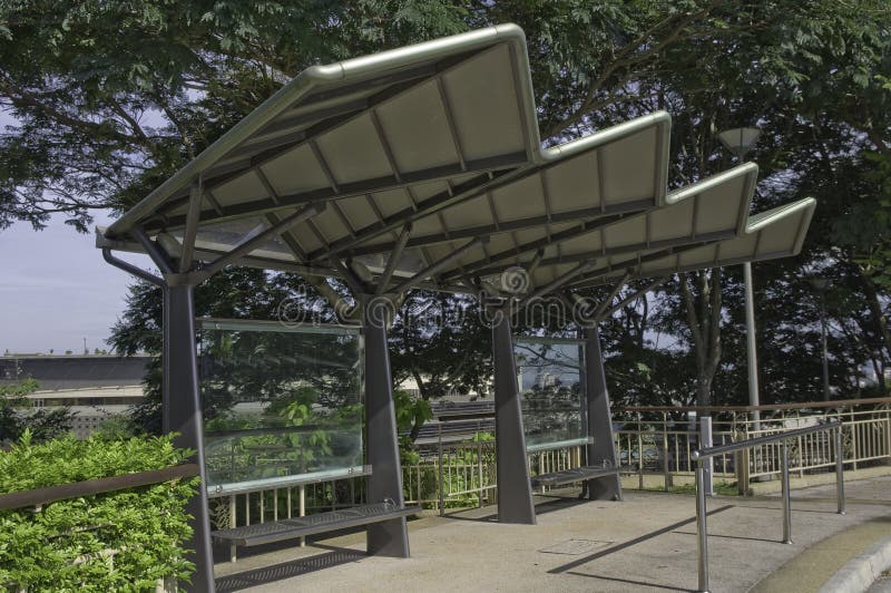 Modern Designed Metal Bus Stop Stock Photo - Image of outdoor, material ...