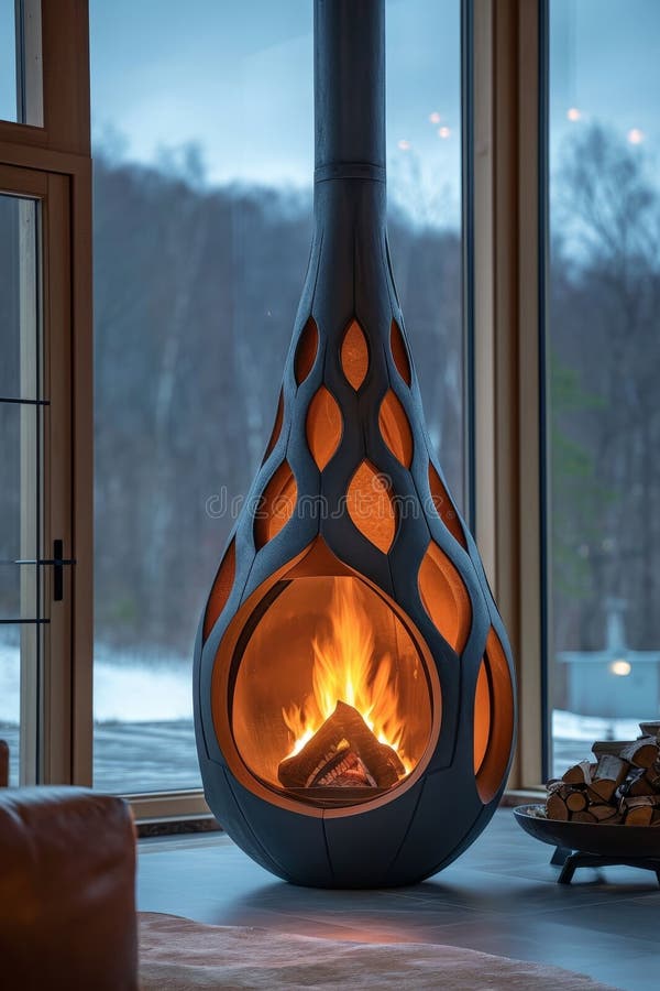 Modern Designer Black Cast Iron Fireplace in a Country House with a ...