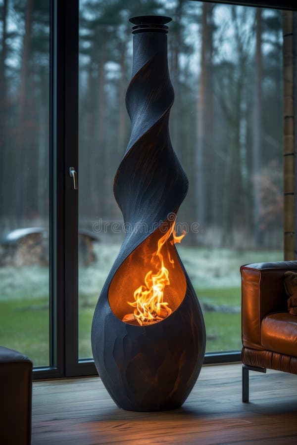 Modern Designer Black Cast Iron Fireplace in a Country House with a ...