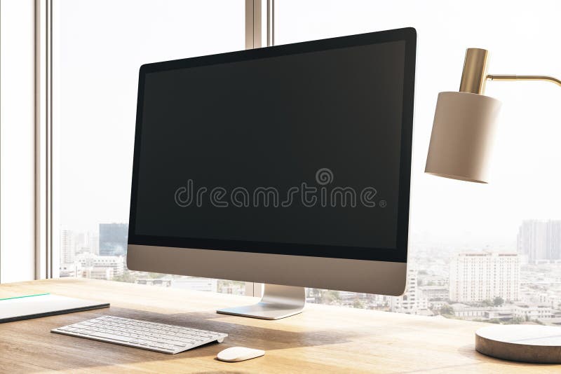Modern designer desktop stock illustration. Illustration of electronic ...