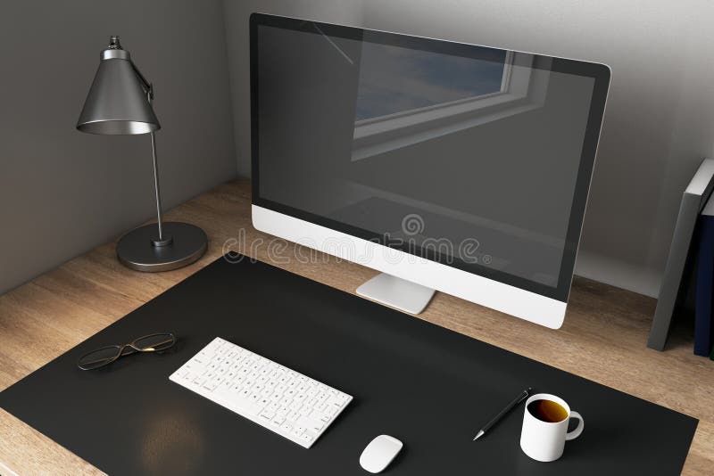 Desktop in a modern office editorial stock photo. Image of mock - 54500193