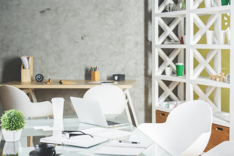 Modern designer desktop stock image. Image of diary, creative - 98651747