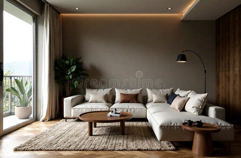 Modern Designer Interior of the Room in Dark Tones. Large Room with ...