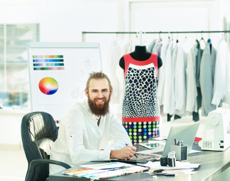The Modern Designer Works on New Models Stock Image - Image of indoors ...