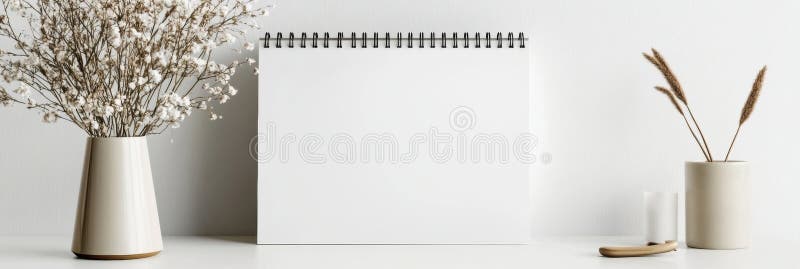 Modern Desk Calendar with Blank Grid and Soft Neutral Tones for a ...