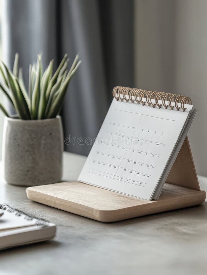 Modern Desk Calendar Featuring Blank Grid Design and Neutral Tones on ...