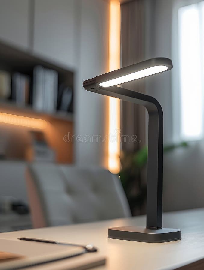 A Modern Desk Lamp Illuminating a Sleek Office Workspace Stock Image ...