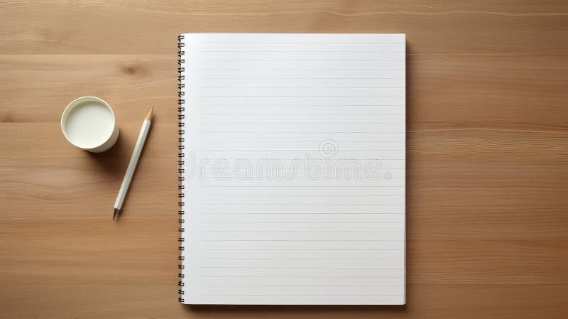 Modern desk with notepad stock illustration. Illustration of generated ...