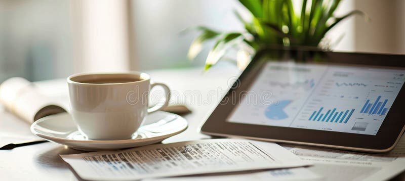 Modern Desk Setup with Accounting Journals and Financial Software on ...