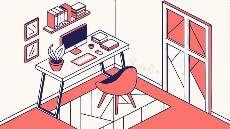 Modern Desk Setup, Home Office and Workspace Environment Vector Design ...