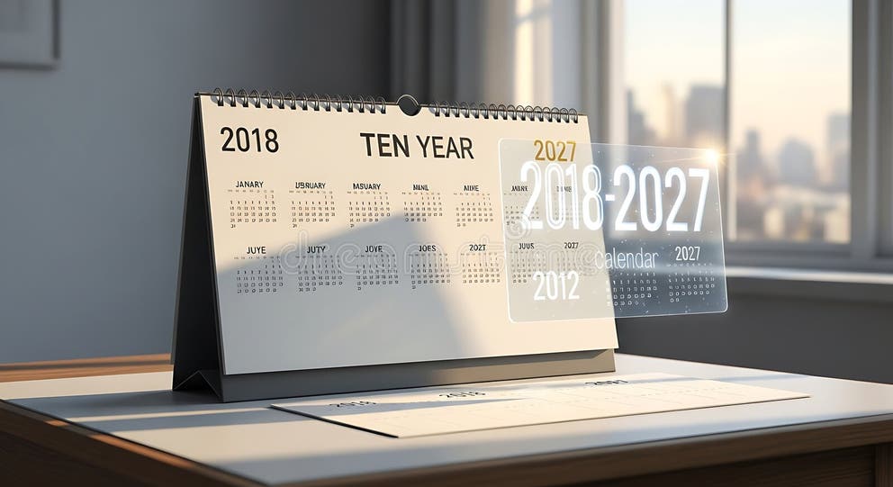 Modern Desktop Calendar Displaying Years Stock Image - Image of design ...