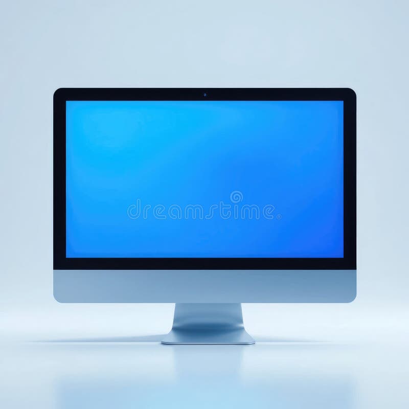 Modern Desktop Computer with Blue Screen on Clean Background for ...