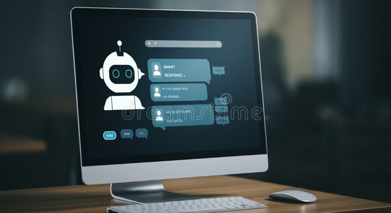 A Modern Desktop Computer Displays a Chatbot Interface on Its Screen ...