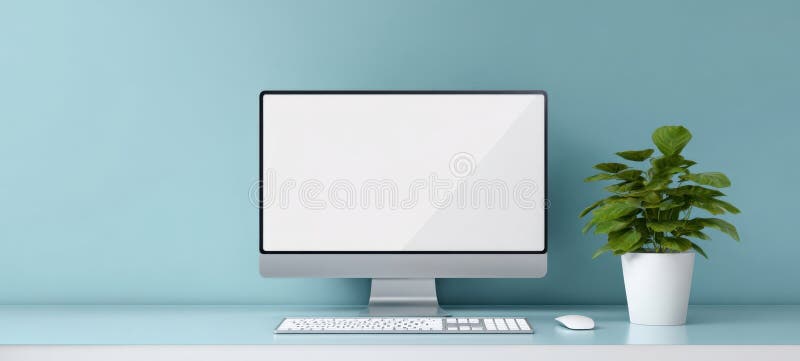 The Modern Desktop Computer Setup with a Stylish Indoor Plant AI ...