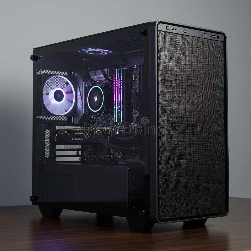 A Modern Desktop Computer with a Transparent Side Panel Showcasing ...