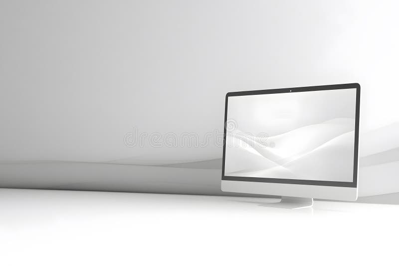 Modern Desktop Computer with White Abstract Background Stock ...