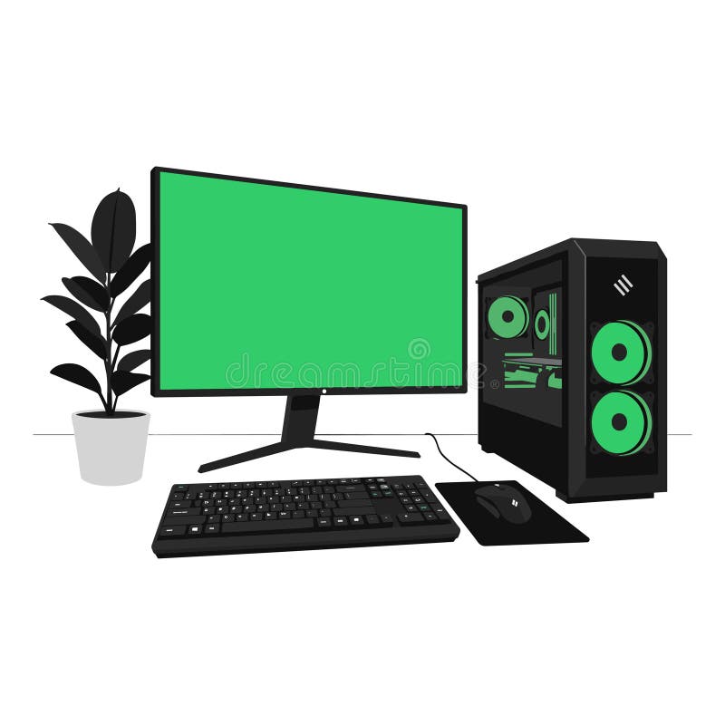 Modern Desktop Computer with Vivid Wallpaper. 3D Illustration Stock Illustration - Illustration ...