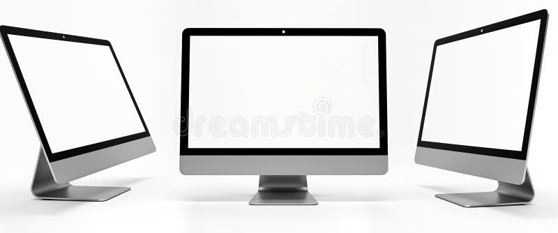 Modern Desktop Computers on White Background. Blank Screens Offer ...