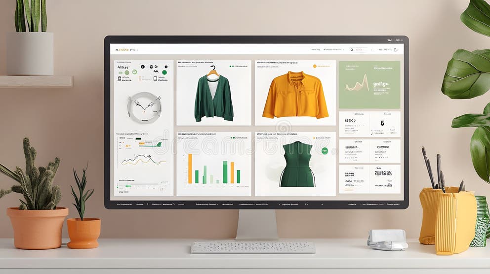 Modern Desktop Dashboard Displaying Clothing Data Visualizations Stock ...