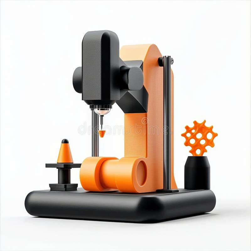 Modern Desktop Device with Bright Orange and Black Design for Creative ...