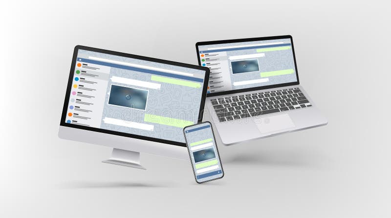 Desktop Personal Computer with Monitor, Keyboard and Mouse Flat Style ...