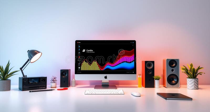 Modern Desktop Setup with IMac and Speakers (AI-generated Stock ...