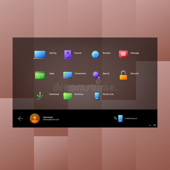 Modern Desktop UI Prototype with App Icons and User Profile Stock ...