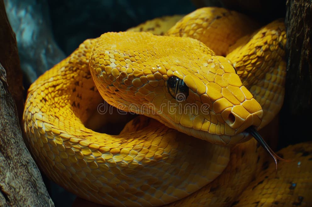 A Modern, Detailed Macro Image of an Eyelash Viper. Stock Photo - Image ...