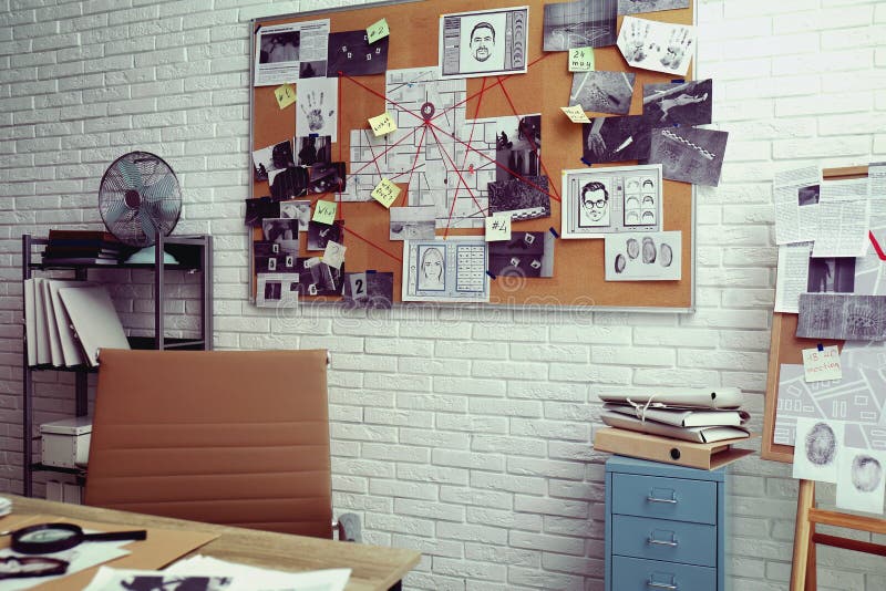 Modern Detective Office with Workplace and Board Editorial Photo ...