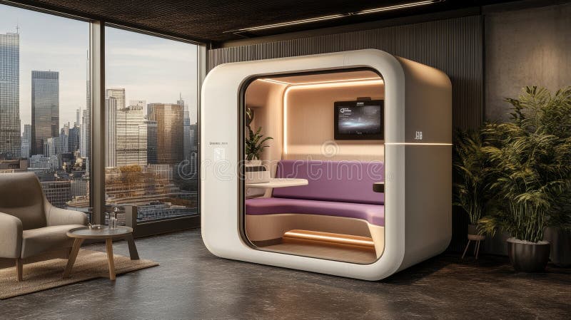 Modern Detox Pod for Relaxation and Well Being, Using AI in a Tranquil ...