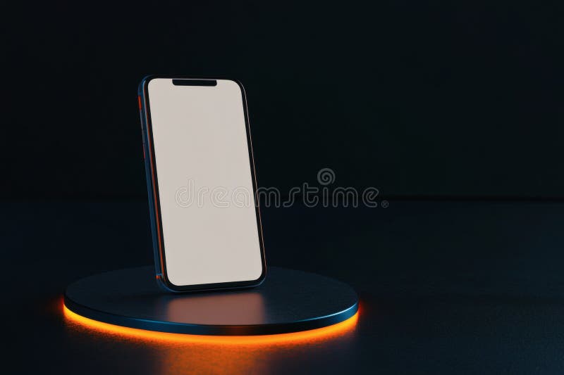 Sleek Smartphone on a Glowing Stand Against a Dark Backdrop. Generative ...