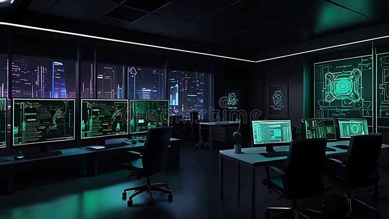 Digital Data Including Office Design with Modern Computer Equipment ...